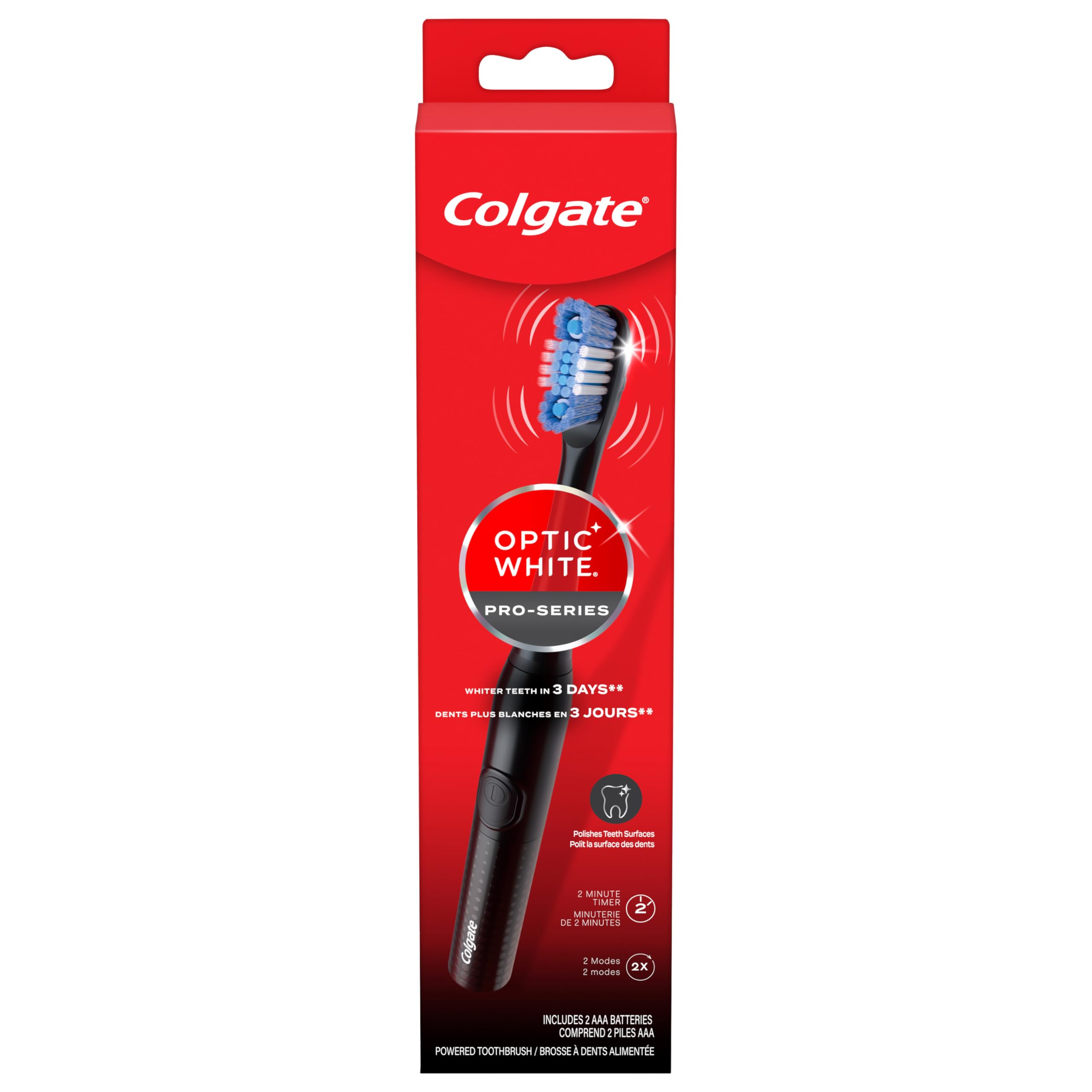 Colgate 360 Optic White Pro-Series Battery Black Toothbrush