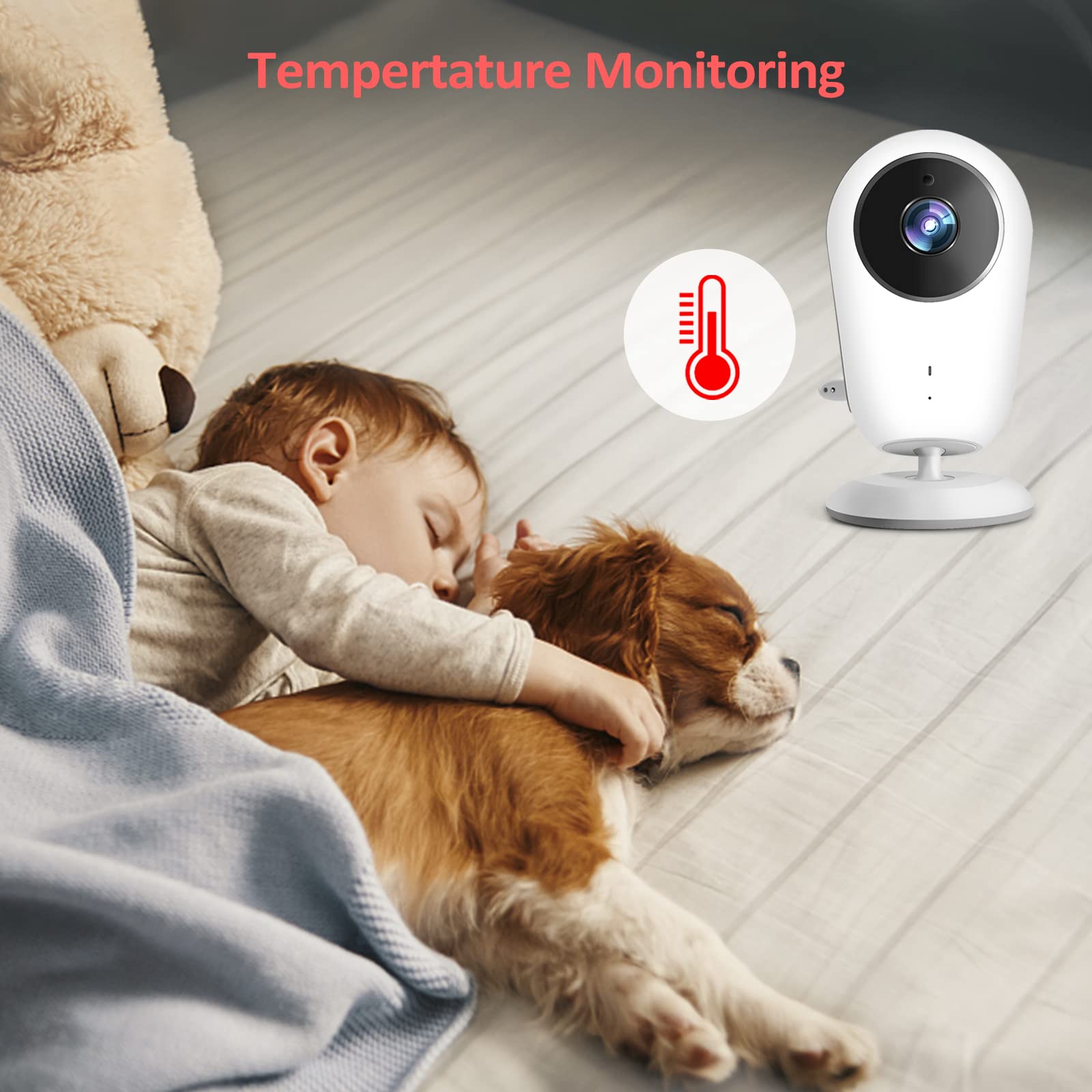 BOAVISION Video Baby Monitor with Camera and Audio,Digital 2.4Ghz Wireless Video Monitor with 4.3 inch IPS Screen,1760mAh Battery,Temperature Monitor,VOX,Talk Back,Night Vision,Lullabies,VB608