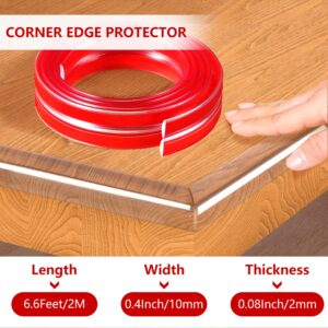 Baby Proofing Edge Guards- Edge Protector Strip for Kids, 6.6Ft(2m) Soft Clear Silicone & PVC Pre-Taped Adhesive Furniture Edge and Corner Guards with Adhesion Promotor, for Table, Cabinets, Drawers