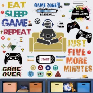 48 pieces creative video game room decor excellent in gamer girl accessories and posters for boys bedroom, wall decals decorations for playroom kids room teens room