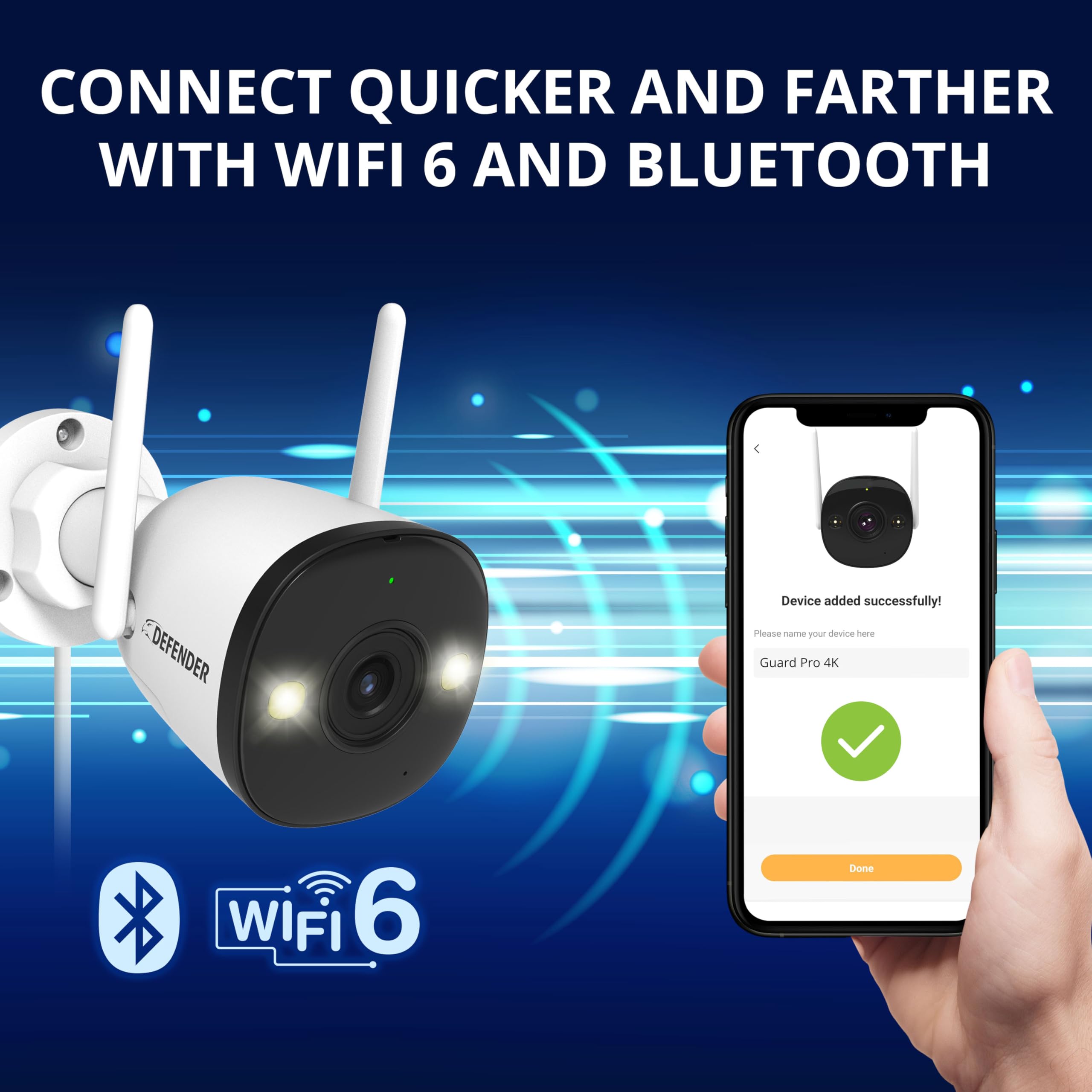 Defender Guard Pro 2K WiFi. Plug-in Security Camera with Color Night Vision, Two-Way Talk, Smart Human Detection, Spotlight & Siren (2 Cameras, 32GB)