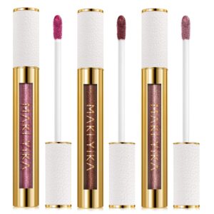 maki yika pink lipstick for women metallic lipsticks long lasting glitter lipstick no smudge no transfer full-coverage liquid lip gloss, pink flower