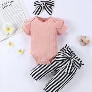 Newborn Infant Baby Girl Clothes 3PCS Camo Outfits Long Sleeve Cotton Romper Cute Baby Clothes For Girl Camouflage Pants Baby Girl Clothes 0 3 Months Spring Pink