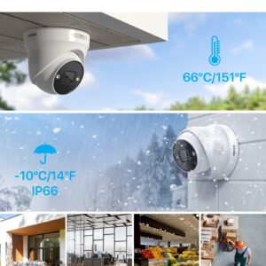 ZOSI 4K Security Camera System with Audio,4pcs 8MP Outdoor Indoor PoE IP Cameras,Night Vision,Human Detection,Smart Light Alarm,8Channel H.265+ NVR Recorder with 2TB HDD for Home 24/7 Recording