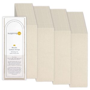 sugaringla muslin cotton sugaring strips - pre-cut cloth strips for hair removal - body and facial hair remover - reusable (100 pieces)