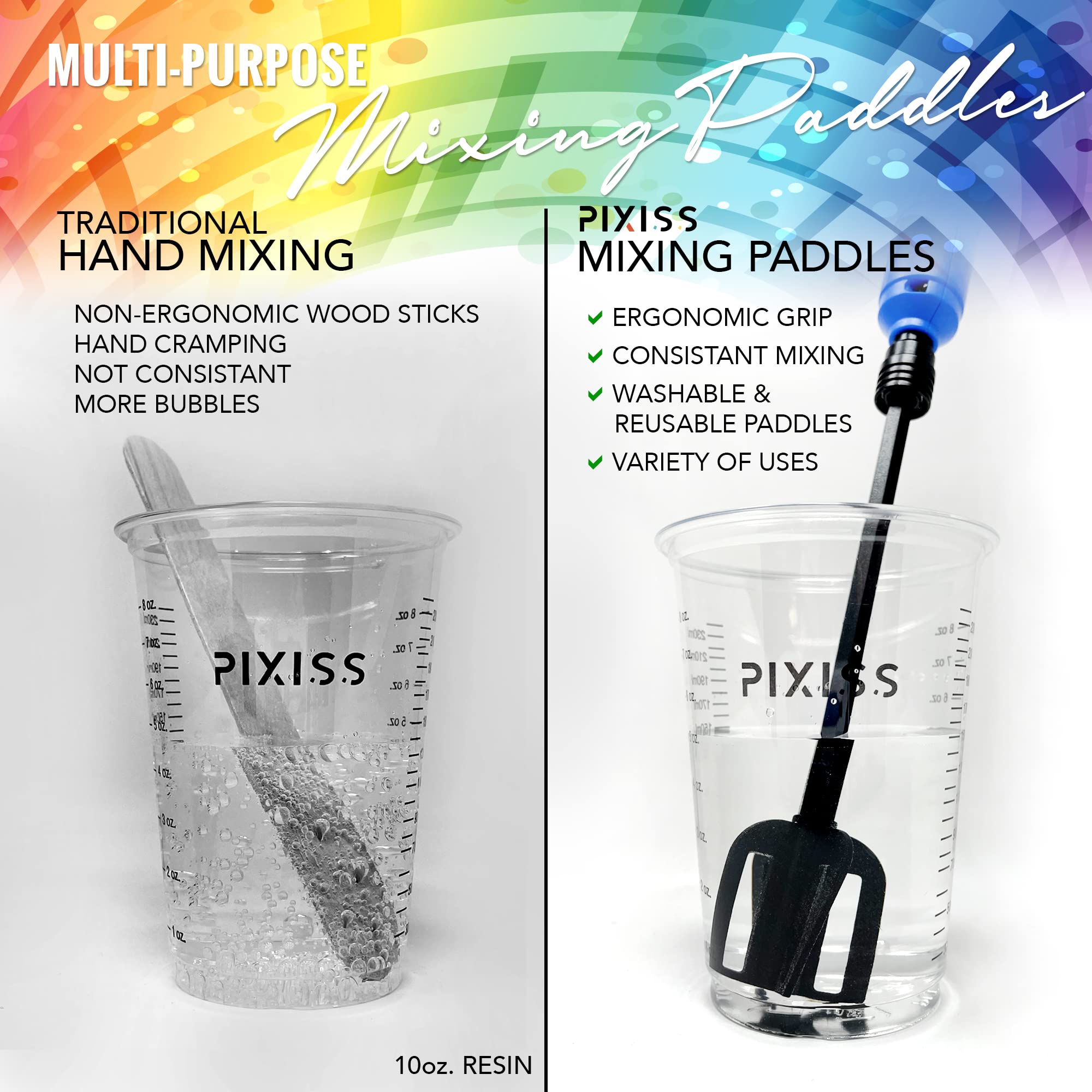 Resin Mixer Epoxy Mixer Paddles Plastic - 6 Reusable Multipurpose Bidirectional Paint Stirrer for Drill Epoxy & Paint Mixer Drill Attachment - Paint Stirrers Epoxy Stirrer - Paint Mixer for Drill