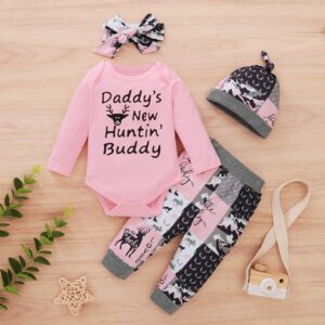 BIRTHDAY SHARK Newborn Girls Outfit Baby Girl Coming Home Outfit Hunting Clothes for Girls (Pink,0-3 Months)