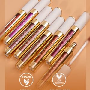 MAKI YIKA Pink Lipstick for Women Metallic Lipsticks Long Lasting Glitter Lipstick No Smudge No Transfer Full-Coverage Liquid Lip Gloss, Pink Flower