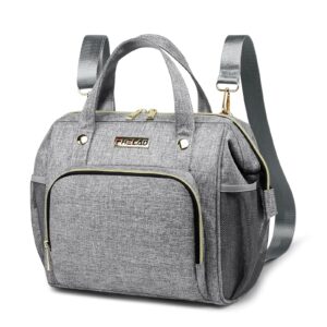 fhelad small diaper bag tote diaper backpack crossbody, toddler diaper bags waterproof multi-function newborn baby stylish mini tote maternity bags travel backpacks with insulated pockets, gray