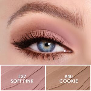 FOCALLURE 2 Pcs Cream Eyeshadow Stick,Brightener Eyeshadow Pencil Crayon,Highlighter Eye Shadow Stick Sets with Crease-proof Formula,Long Lasting Waterproof Eye Shadow Make Up,Mocha Pink