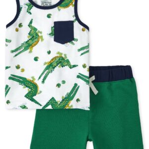 The Children's Place baby boys The Children's Place and Toddler Fashion Tank Top Shorts Set Shirt, Alligator, 3T US