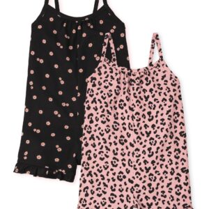 The Children's Place Baby 2 Pack and Toddler Girls Sleeveless Romper, Leopard/Daisy 2-Pack, 5T