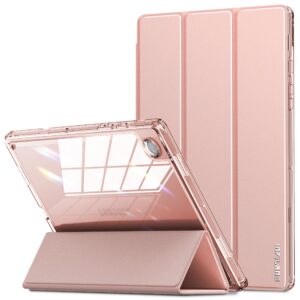 infiland compatible with samsung galaxy tab a8 case cover with hd clear transparent back fit galaxy tab a8 10.5 inch 2022 sm-x200/x205/x207 [auto wake/sleep] rose gold