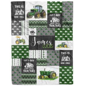 mdprints tractor personalized baby blankets for boys, personalized baby gifts with name, customized baby blanket, newborn boy gift, soft fleece