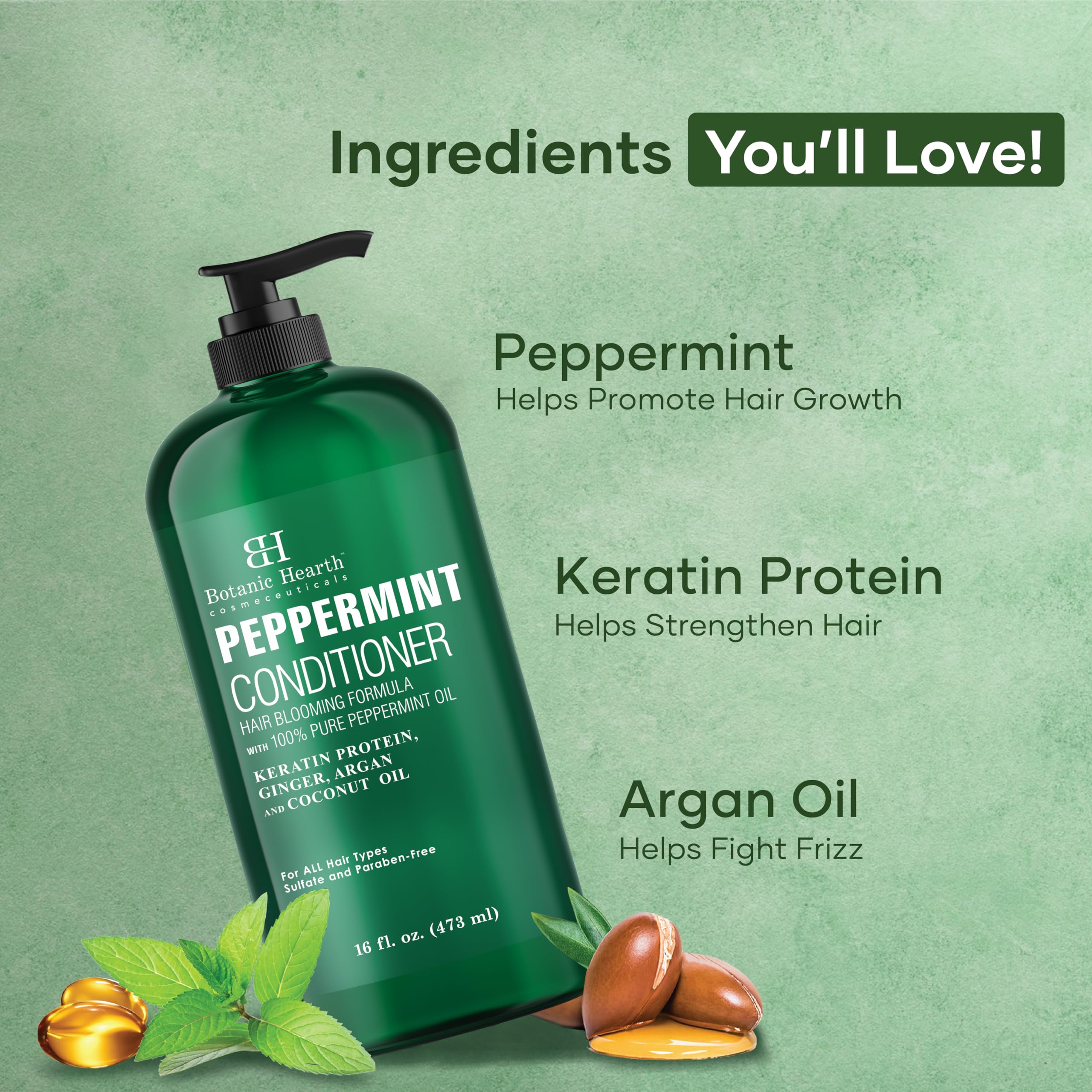 Botanic Hearth Peppermint Hair Conditioner - Hair Conditioner for Dry Damaged and Color Treated Hair - Volumizing Conditioner for fine & thin hair - Paraben & Sulfate Free - Men & Women - 16 fl oz