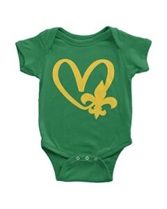 threadrock unisex baby mardi gras fleur de lis heart infant bodysuit - 18 months, kelly green