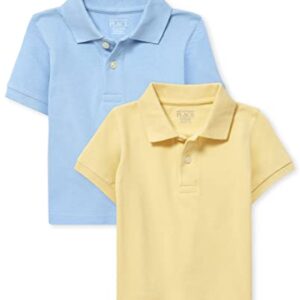 The Children's Place Baby Boys' Toddler Multipack Short Sleeve Pique Polos, Brook/New Yellow 2-Pack, 3T