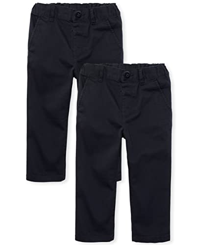 The Children's Place Baby Boys' and Toddler Stretch Skinny Chino Pants, New Navy 2-Pack, 5T