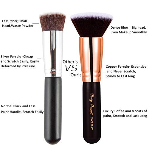 Party Queen Flat Top Kabuki Foundation Brush, Vegan Makeup Tool,Synthetic Makeup Brushes for Liquid, Cream,Blending Mineral,Powder,Buffing Stippling,Soft,Travel Size Makeup Tools,RoseGold