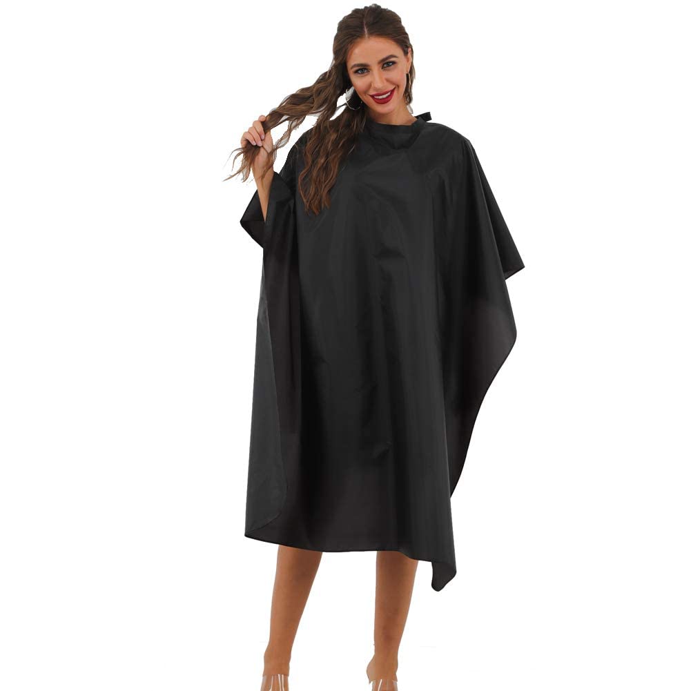 Black Waterproof Hair Salon Cape Professional Barber Cape with Metal Snap Closure Hair Cutting Cape (Black-5 Pack)