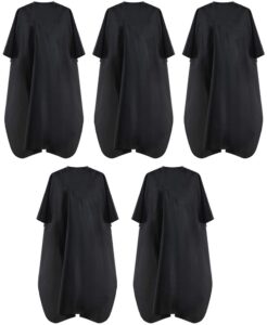 black waterproof hair salon cape professional barber cape with metal snap closure hair cutting cape (black-5 pack)