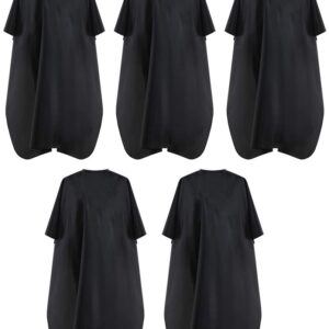 Black Waterproof Hair Salon Cape Professional Barber Cape with Metal Snap Closure Hair Cutting Cape (Black-5 Pack)