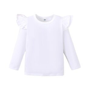 zfzdren 12m-7y toddler baby girls t shirt solid color blouse ruffle top cotton casual tees plain shirt (2-3 years, b047)