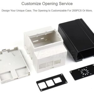 DIN Rail Case for Raspberry Pi 4, DIN Rail Mount Support, ABS Material, Clear Top Window, Large Inner Space Allows Accommodating an Extra Add-on Such as PoE HAT (D), RS485 CAN HAT etc. Easy to Use