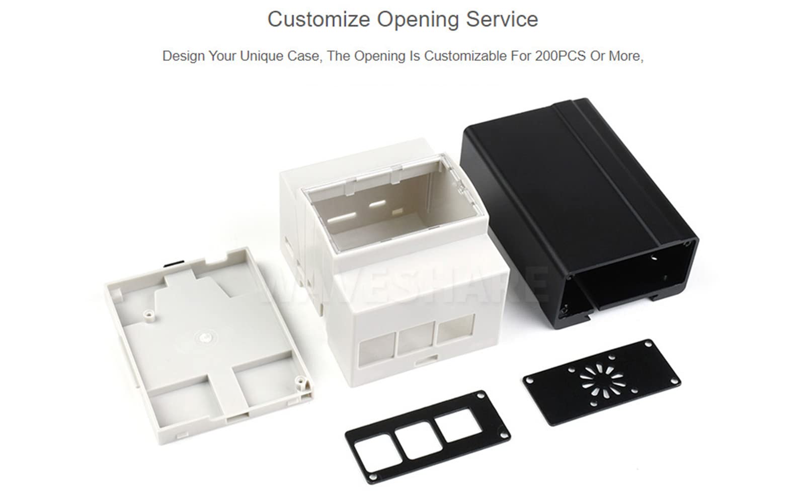 DIN Rail Case for Raspberry Pi 4, DIN Rail Mount Support, ABS Material, Clear Top Window, Large Inner Space Allows Accommodating an Extra Add-on Such as PoE HAT (D), RS485 CAN HAT etc. Easy to Use