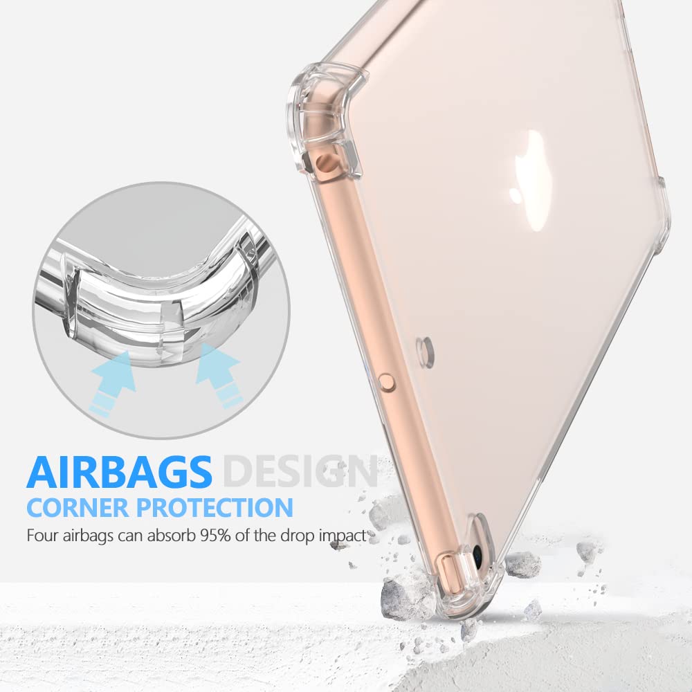 Callyue Clear Case for iPad Mini 5 / Mini 4 / Mini 3 2 1, Rubber Soft Skin Silicone Side Corner Protective Cover for Apple iPad Mini 7.9 inch Tablet - Transparent