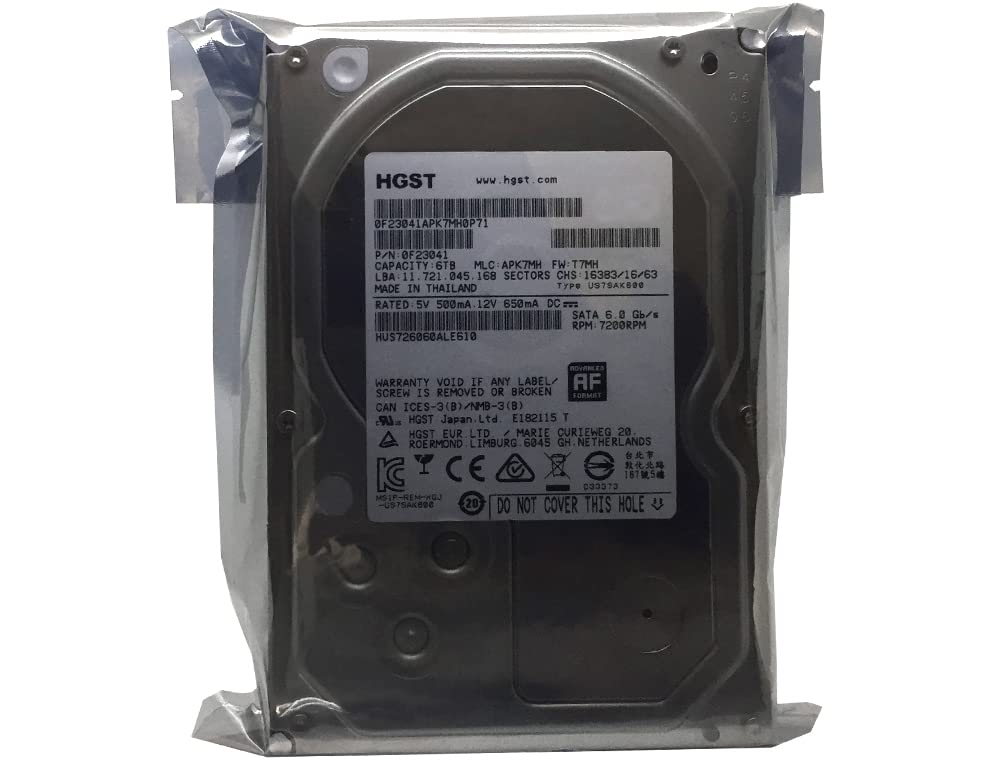 HGST Ultrastar 7K6000 HUS726060ALE610 (0F23041) 6TB 7200RPM 128MB Cache SATA 6Gb/s 3.5-inch Internal Hard Drive (for NAS, Desktop PC, Surveillance Storage) (Renewed)