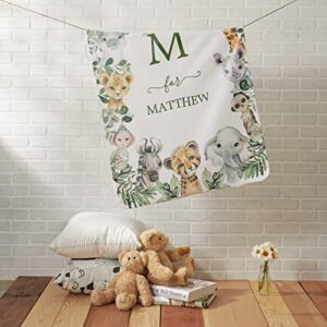 Personalized Baby Blanket for Boy Girls Custom Girl Blankets with Name Customized Nursery Blanket with Name Personalized Elephant Unisex Baby Blankets Custom Receiving Blanket for Boy 30x40 Inch