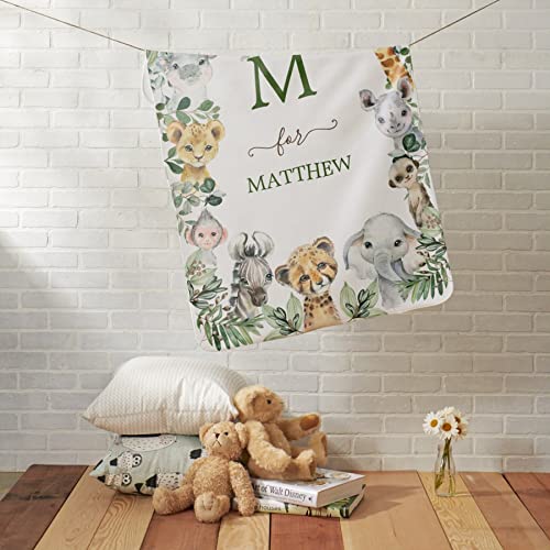 Personalized Baby Blanket for Boy Girls Custom Girl Blankets with Name Customized Nursery Blanket with Name Personalized Elephant Unisex Baby Blankets Custom Receiving Blanket for Boy 30x40 Inch