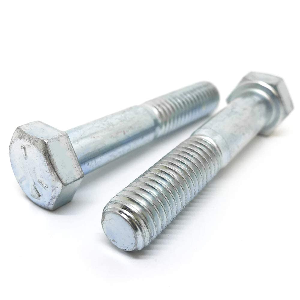 (10 Pieces) 3/8-24x4" Grade 5 Hex Head Cap Screws Bolts UNF Fine Partial Threads Zinc Clear