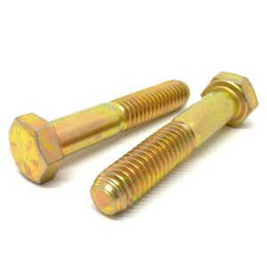 (6 pieces) 3/8-24x1-1/2" grade 8 hex head cap screws bolts unf fine partial threads zinc yellow