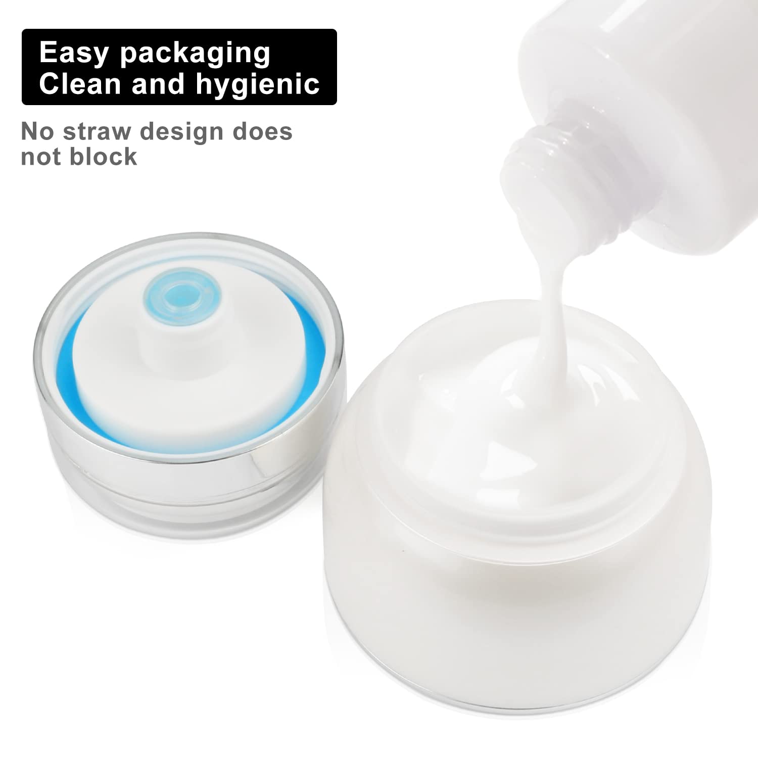 2 Pack 2 Oz/60ml Airless Pump Jar Pot,Empty Acrylic Vacuum Face Cream Jar with Press Pump,Portable Refillable Travel Lotion Sample Cosmetic Container for Makeup,Essence,Lotion,Moisturizer,Eye Cream