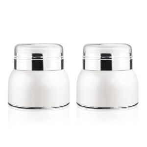 2 pack 2 oz/60ml airless pump jar pot,empty acrylic vacuum face cream jar with press pump,portable refillable travel lotion sample cosmetic container for makeup,essence,lotion,moisturizer,eye cream