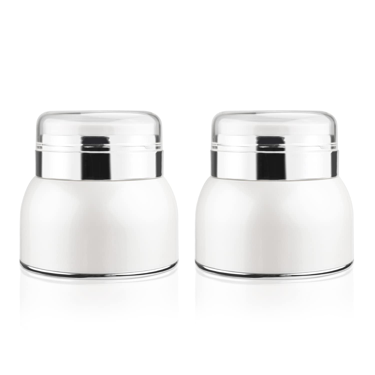 2 Pack 2 Oz/60ml Airless Pump Jar Pot,Empty Acrylic Vacuum Face Cream Jar with Press Pump,Portable Refillable Travel Lotion Sample Cosmetic Container for Makeup,Essence,Lotion,Moisturizer,Eye Cream