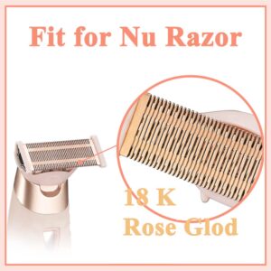 Razor Replacement Heads Compatible with Flawless Nu Razor, Rose Gold Plated Body Replacement Head with Covers, Hair remover Replacement Head Compatible with Finishing Touch Razor for Women (2 Count)