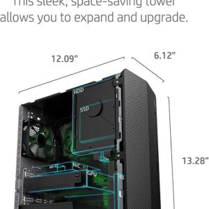 HP Pavilion Gaming Desktop Computer 10th Generation Intel Hexa-core i5-10400F Processor 16GB RAM 1TB SSD GeForce RTX 3060 12GB Graphic USB-C DiplayPort Bluetooth Black + HDMI Cable