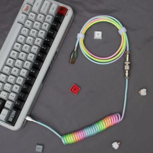 Sumgsn Custom Coiled Keyboard Cable USB Type-C for Mechanical Gaming Keyboard 1.8m