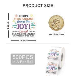 I Hope This Package Bring You Joy Stickers,Thank You Stickers,Small Shop Stickers,Mail Envelopes Stickers Handmade Stickers for Small Business,Handmade Goods,Online Retailers,500 PCS