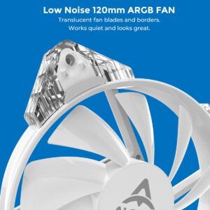 ALSEYE N12 Case Fans, 3 Pack 120mm ARGB & PWM PC Case Cooling Fans with Controller, Ultra Quiet High Airflow Half-Transparent White Computer Case Fan