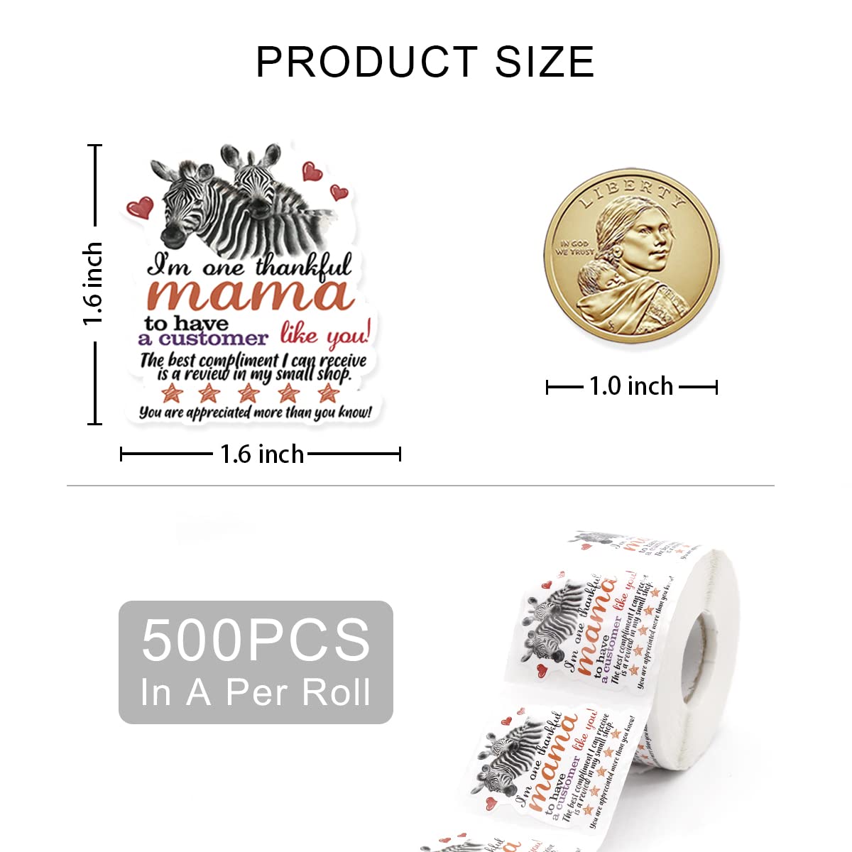 I’m One Thankful MAMA To Have A Customer Like You Zebra Stickers,Thank You Stickers,Small Shop Stickers,,Mail Envelopes Stickers Handmade Stickers For Small Business,Handmade Goods,Online Retailers,500 PCS