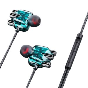 wired earphones, in-ear headphones earphones with microphone, in ear wired earphones, noise isolating, stereo pure sound headphones for iphones, ipads, smartphone, mp3 players etc. blue