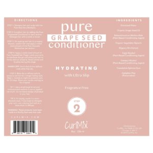 CurlMix Organic Grape Seed Conditioner for Curly Hair, Fragrance-Free - Softens & Defines Kinky, Coily, 4C Natural Hair, Handmade, Paraben Free, Sulfate Free - 8oz