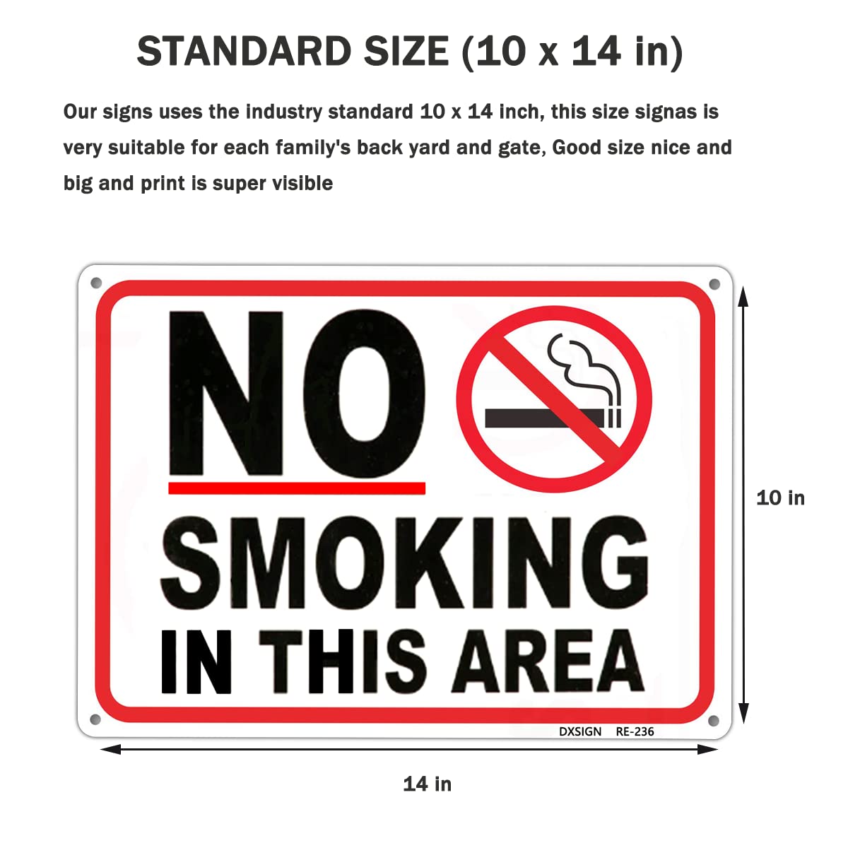 No Smoking Signs for Business No Vaping Sign 10"x14" Rust Free Aluminum UV Printed,4 pre-drilled Holes.Durable/Weatherproof (4-Pack)