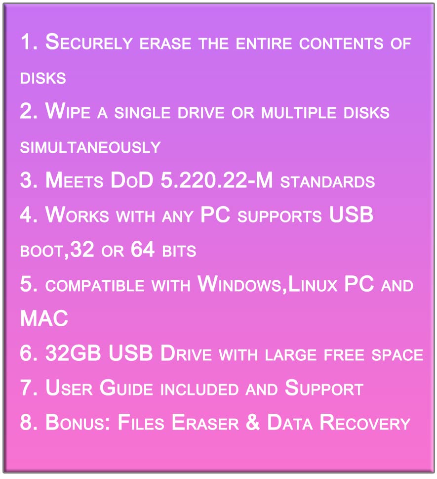 EZITSOL Hard Drive Disk Eraser & Disk Wiper on 32GB USB Drive | Permanently Destroy Wipe Erase Hard Disk Drive Data on Any PC & Server | Bonus: Files Eraser & Data Recovery