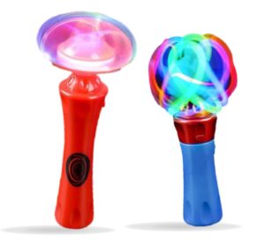 light up spinning wand toy for kids - led spinner with magic orbiter - autism toys for boys & girls - fun glow party favor, toddler gift