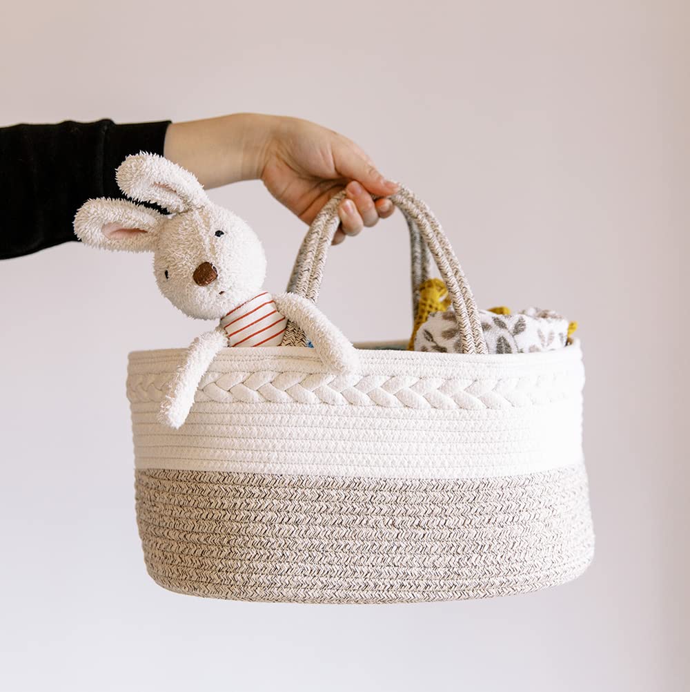 mono living Small Diaper Caddy for Baby Girl Basket for Gifts Baby Storage Baby Shower Gifts Newborn Changing Table Cotton Rope Organizer Mother's Day